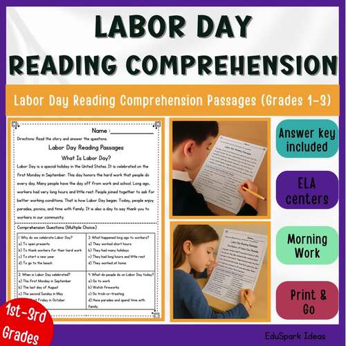 Labor Day Reading Comprehension Passages | September Worksheets (1–3 ...