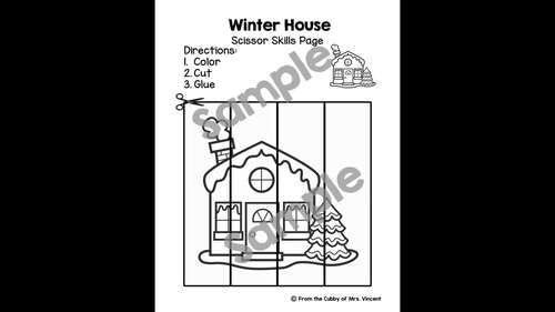 Winter House Scissor Skill Cutting Practice - 2 Variations by From the ...