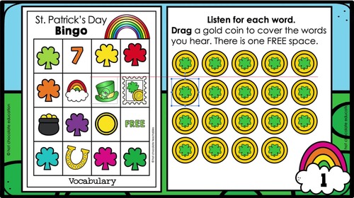 St. Patrick's Day Digital BINGO Game - Vocabulary Building | Google Slides™