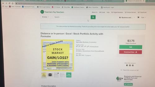 Financial Literacy | Digital | Excel or Sheets | Stock Portfolio Activity