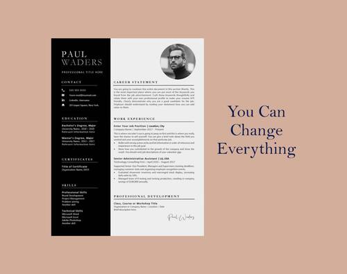 Modern Resume Template Marketing, CV Resume Template Word Pages ...