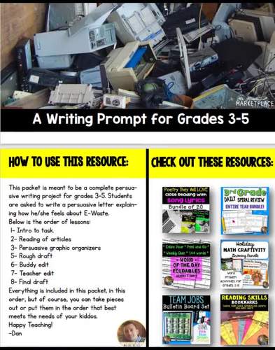Recycling E-Waste Opinion Writing Project | Earth Day Persuasive Writing