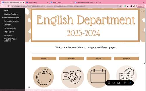 Google Sites Department Website - Neutral by Prepped in Primary | TPT