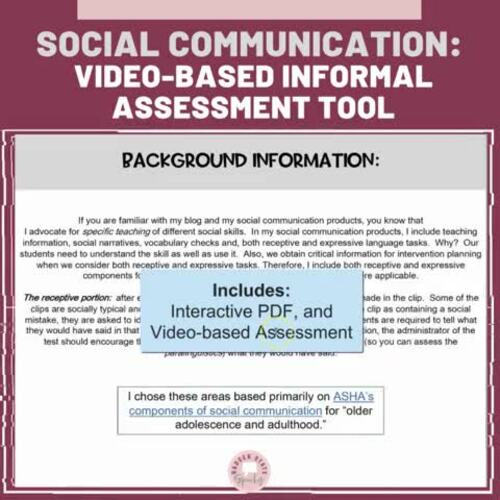 Social Communication Informal Video based Assessment Pragmatics older ...