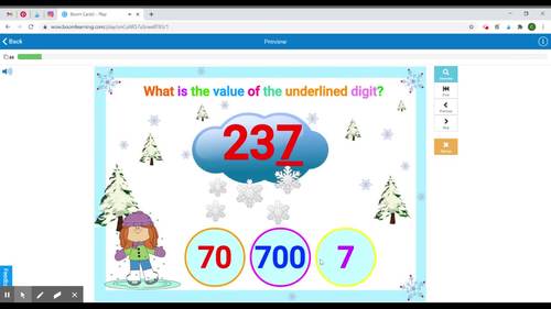 Place Value Within 1000 Winter Math Boom Cards Distance Learning