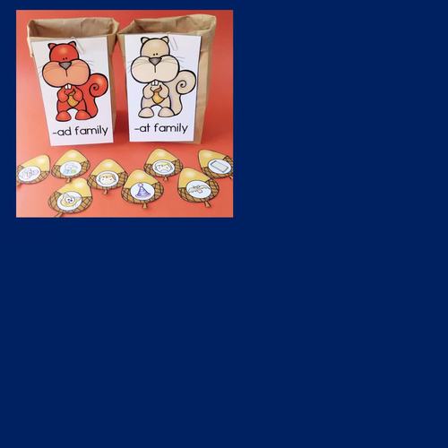 Fall Word Family Sorting Short a Words Game and Worksheets | Squirrel Theme
