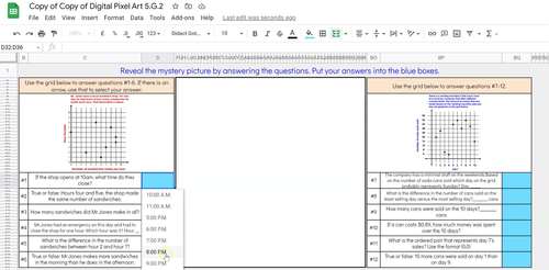 Digital Math Pixel Art | Mystery Picture 5th Grade Coordinate Grid Word ...