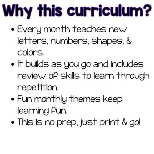 Preschool Curriculum 3 year olds Homeschool No Prep Pre-K Three Lessons ...