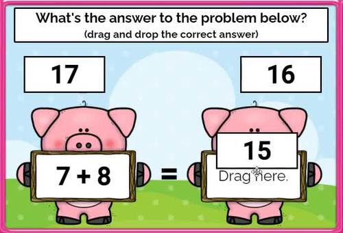 Boom Cards - Drag & Drop Addition Math Facts (6's - 10's) - 30 Card Set
