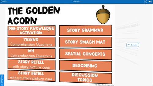 The Golden Acorn Fall Themed Book Companion Boom Cards Speech Language ...