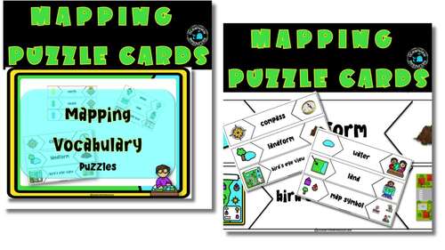Mapping Vocabulary Puzzle, 15 puzzle cards basic mapping terms | TPT