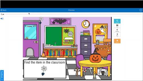 Halloween Scavenger Hunt and WH Question Scene Classroom Boom Cards™