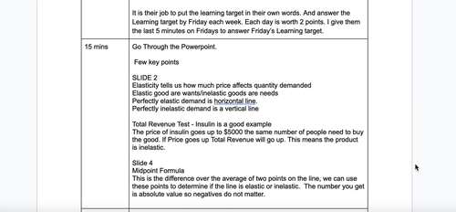 Price Elasticity of Demand High School Economics Lesson with Notes and ...