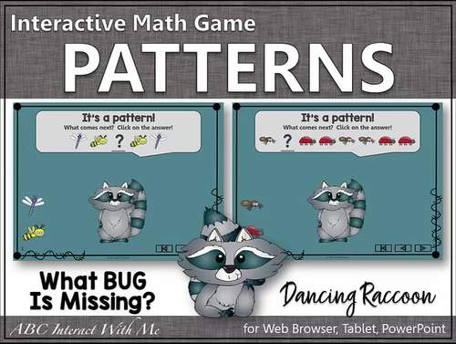Math Patterns Interactive Math Game What Bug is Missing {Dancing Raccoon}