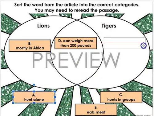 Lions & Tigers NF TEI Practice (Google Classroom & PDF) Distance Learning