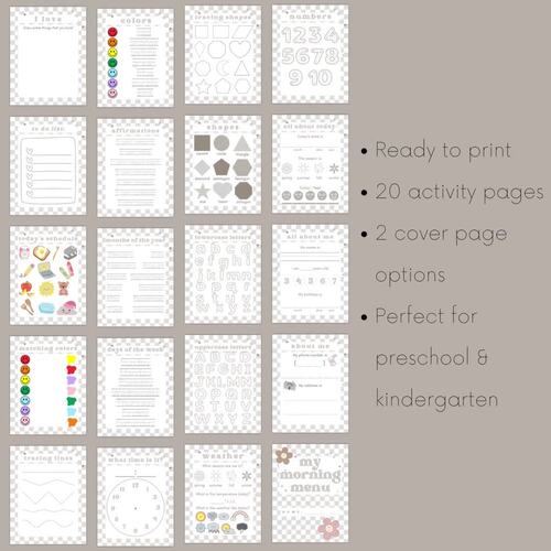 Neutral Checkered Morning Menu | Preschool & Kindergarten Workbook