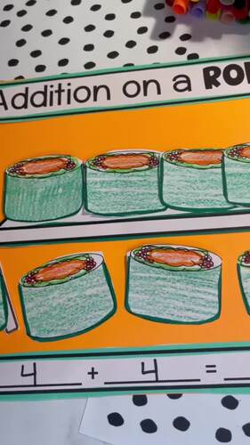 Sushi Addition Math Craft by The Teaching Diva Corner | TPT