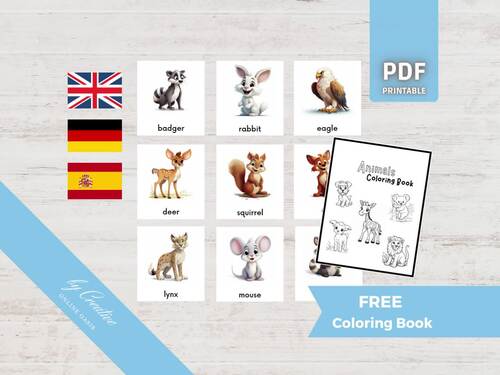 FOREST ANIMALS • 30 Montessori Flash Cards • Woodland German English ...