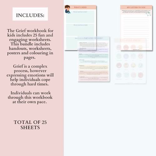 Grief and loss workbook, grief therapy, grief worksheets, coping skills ...
