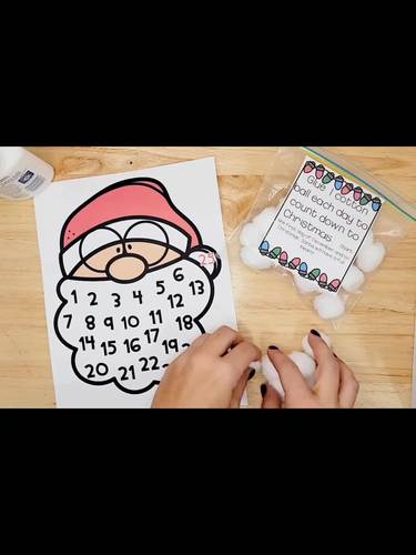 Santa Advent Calendar Counting Count Down to Christmas Craft | TPT