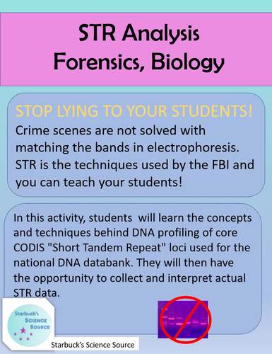 STR Analysis Lab/ Activity- Forensic DNA Analysis as done by the FBI