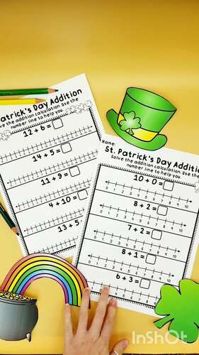 St. Patrick's Day Addition Subtraction on a Number Line Bundle 1st Grade