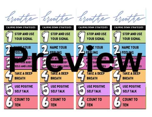 Second Step Calming Down Strategy Bookmark & SEL Positive Affirmation ...