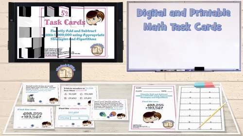 Fluently Add and Subtract Whole Numbers Task Cards by Math Technologist