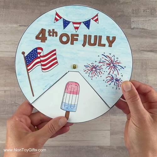 4th of July Craft - Coloring Spinner Wheel - Patriotic Craft by Non-Toy ...