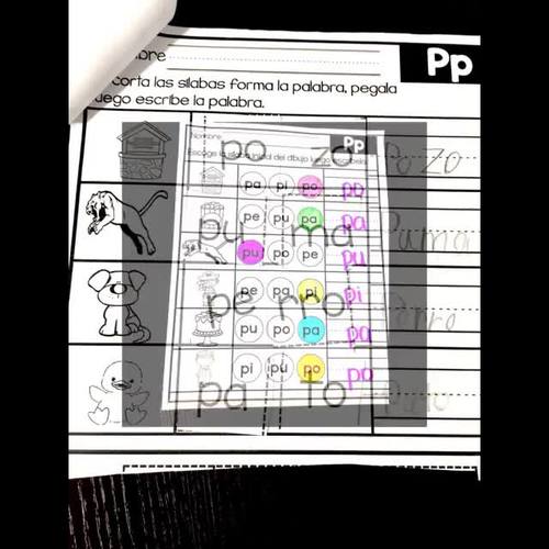 Las Sílabas Iniciales con Mm, Pp, Tt, Ss, L l, Ff, Rr, Bb, Dd. | TPT
