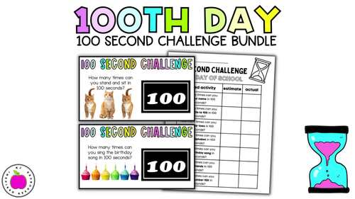 100th Day of School Activities | 100 Second Challenge Game Bundle