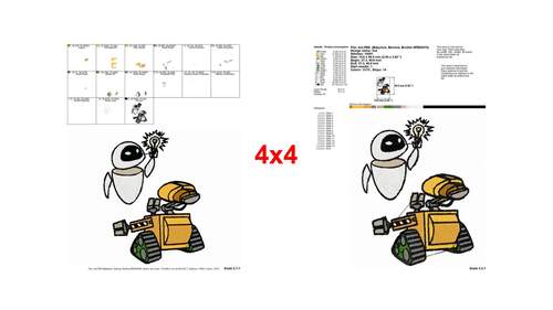 Cute WALL-E and EVE Robot Lightbulb Scene Embroidery Designs - Instant ...