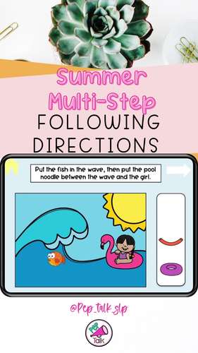 Following Directions Multi Step Directions 2 step 3 step Summer BOOM CARDS