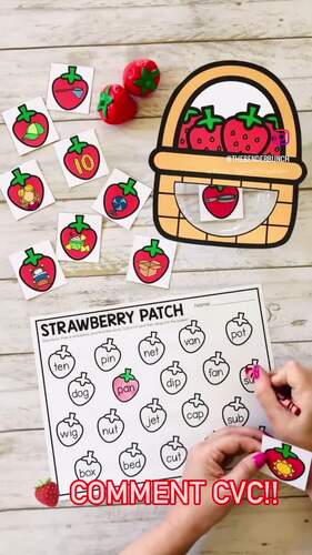 Strawberry Patch CVC Words - CVC Words Activities - Literacy Centers