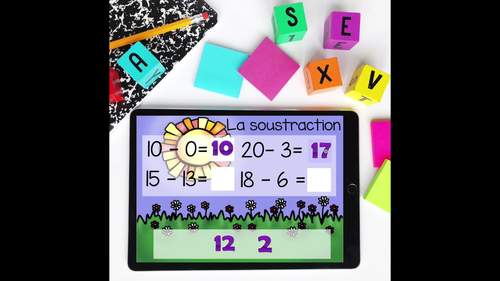 French Math Boom Cards | Subtraction (0-20) by La Classe de Mme Caroline