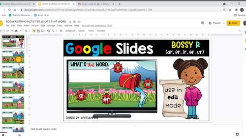 R Controlled Vowels What's that Word Google Slides Spring Activities