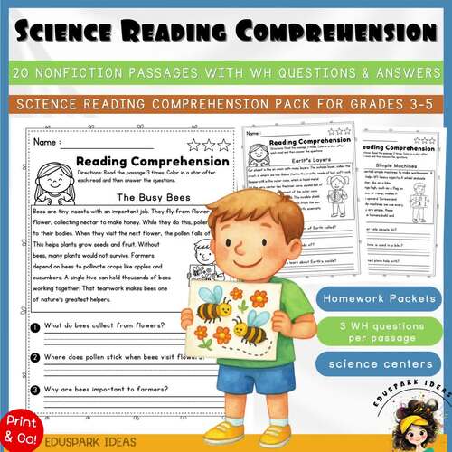 Science Reading Comprehension | Grades 3–5 |Nonfiction Passages with WH ...