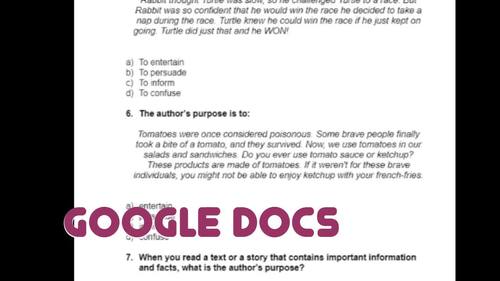 Reading Comprehension Strategies Passages Bundle Author's Purpose Fact ...