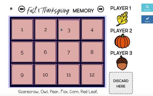 Thanksgiving & Fall Vocabulary Matching Game Boom™ Cards by Speech Your ...