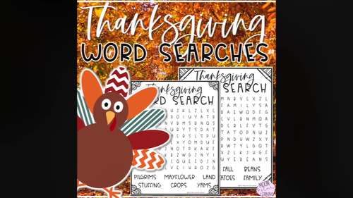 Thanksgiving Word Searches | Grades 3-5 | Holiday Themed Fun | TPT