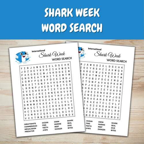 Shark Week Activities Word Search - Shark Week Science Printable 3rd ...