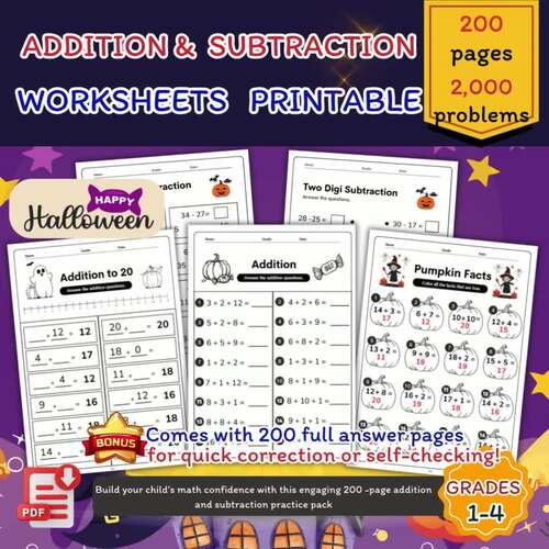 Halloween Math Mega Bundle | Addition & Subtraction to 20 | 2,000 ...