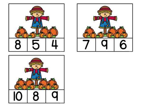 Contar hasta 10 | Otoño Clip Cards by E is for Eri | TPT