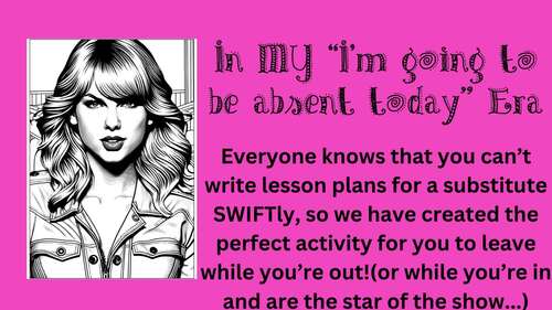 SWIFTivity (Taylor Swift-Themed Activities) Emergency Sub Activity, Too!