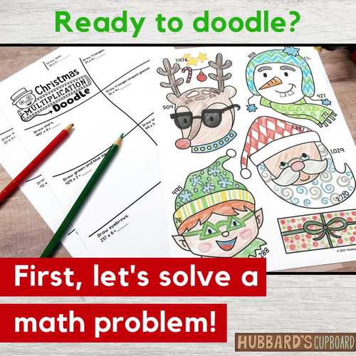 Christmas Math - Up to 3-digit Multiplication - Christmas Characters Doodle