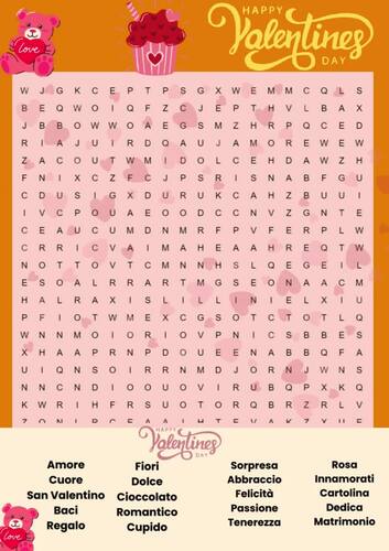 Italian Valentine’s Day Word Search and Maze Games - San Valentino