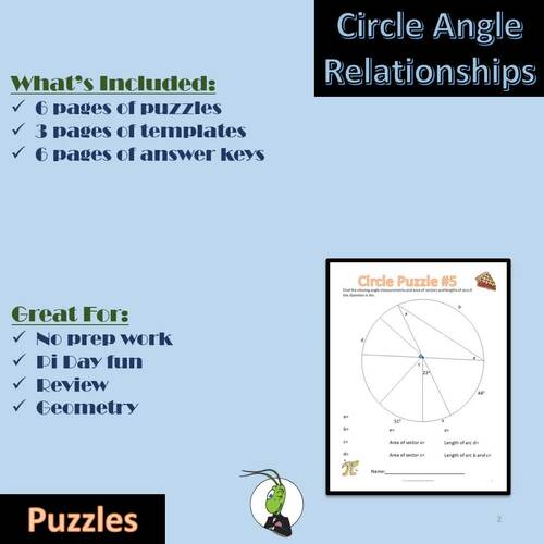 Circle Angles Properties Puzzle Geometry | Central and Inscribed Angles