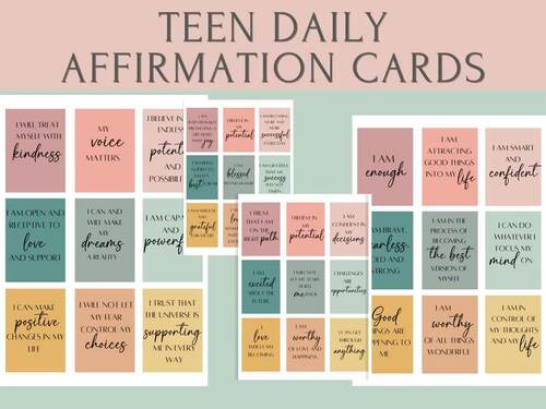Printable Positive Affirmation Cards for Teens by Behavior Analyst Kelly