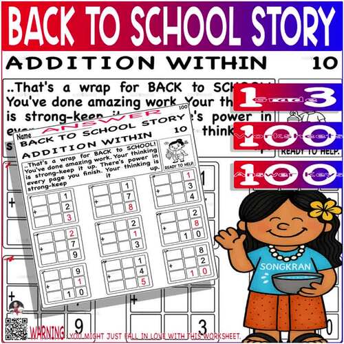 Back to School story addition Within 10 - Think Step Drill Thrive Score ...