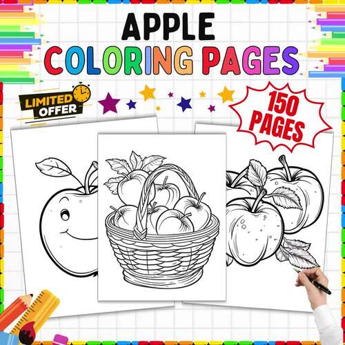 Apple Coloring Pages | 150 Sheets | Fall, Back to School, Autumn ...